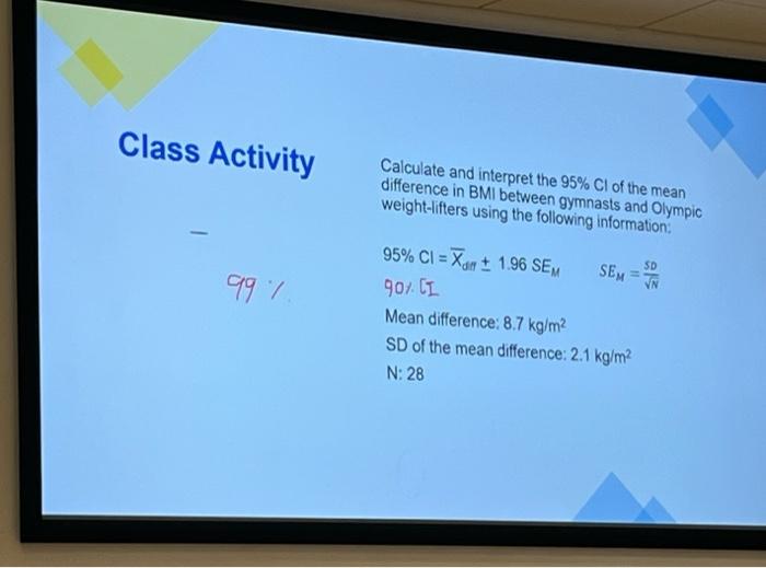 Solved Class Activity Calculate and interpret the 95% Cl of | Chegg.com