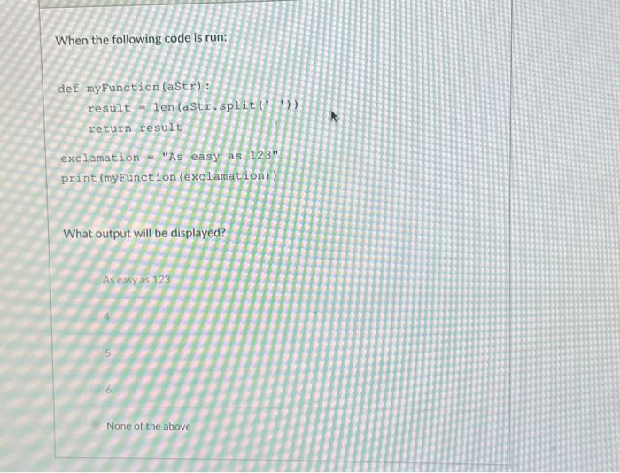 Solved What output will be displayed? As casyas 123 4 5 6 | Chegg.com