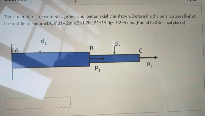 Solved Two round bars are welded together and loaded axially | Chegg.com