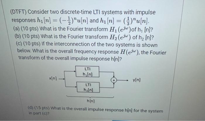 Solved (DTFT) Consider two discrete-time LTI systems with | Chegg.com
