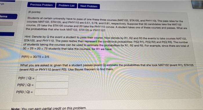 Solved Next Problem ems Previous Problem Probler List (6 | Chegg.com