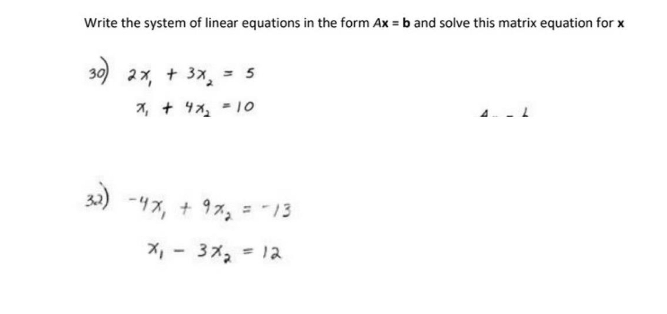 Solved Write the system of linear equations in the form Ax=b | Chegg.com