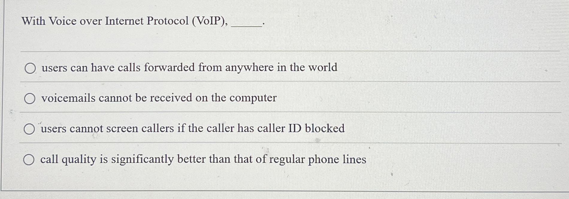 Solved With Voice over Internet Protocol (VoIP),・users can | Chegg.com