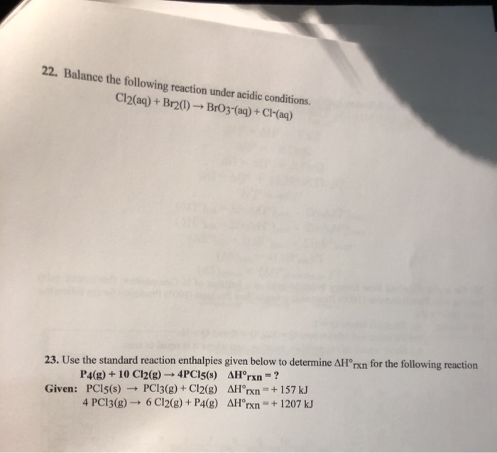 Solved 22. Balance the following reaction under acidic | Chegg.com