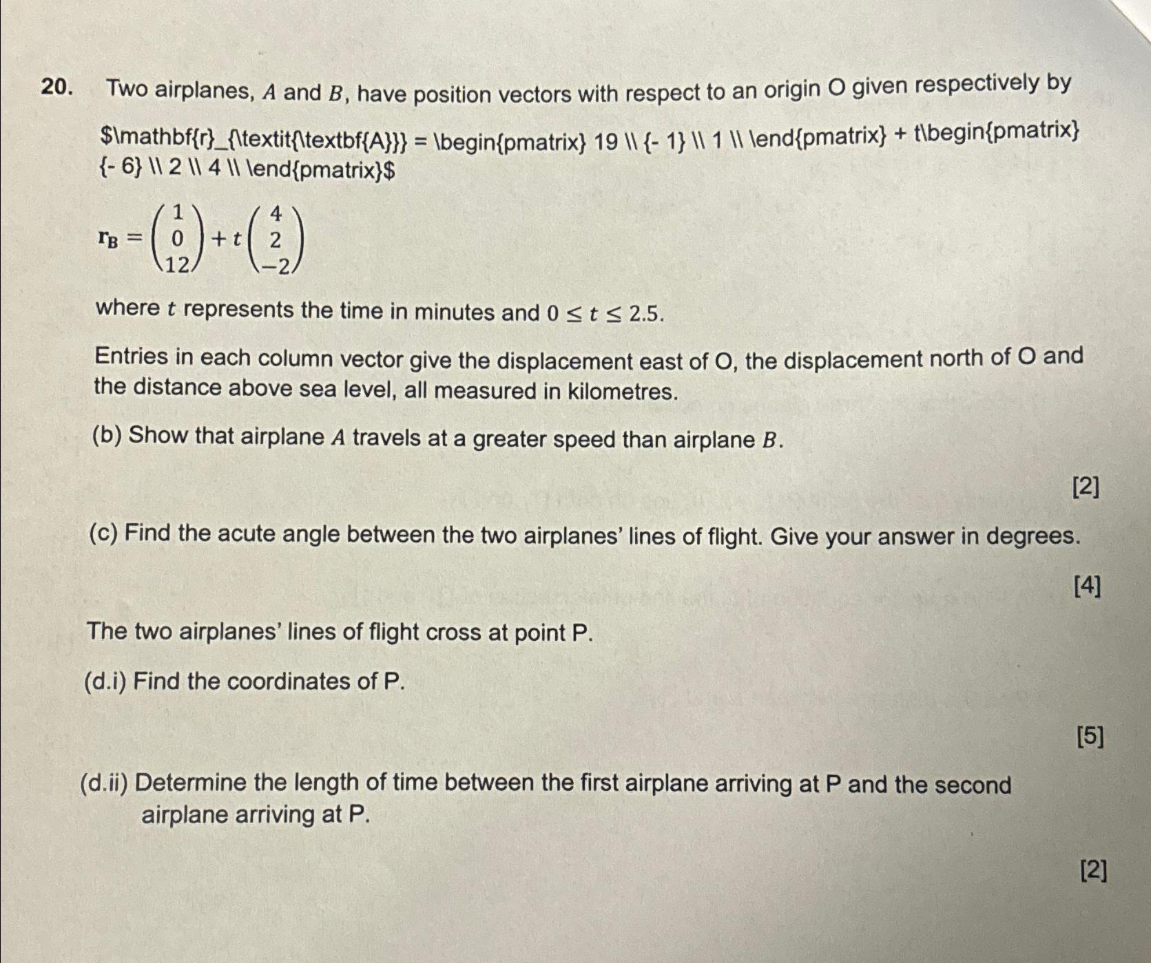 Solved Two airplanes, A and B, ﻿have position vectors with | Chegg.com