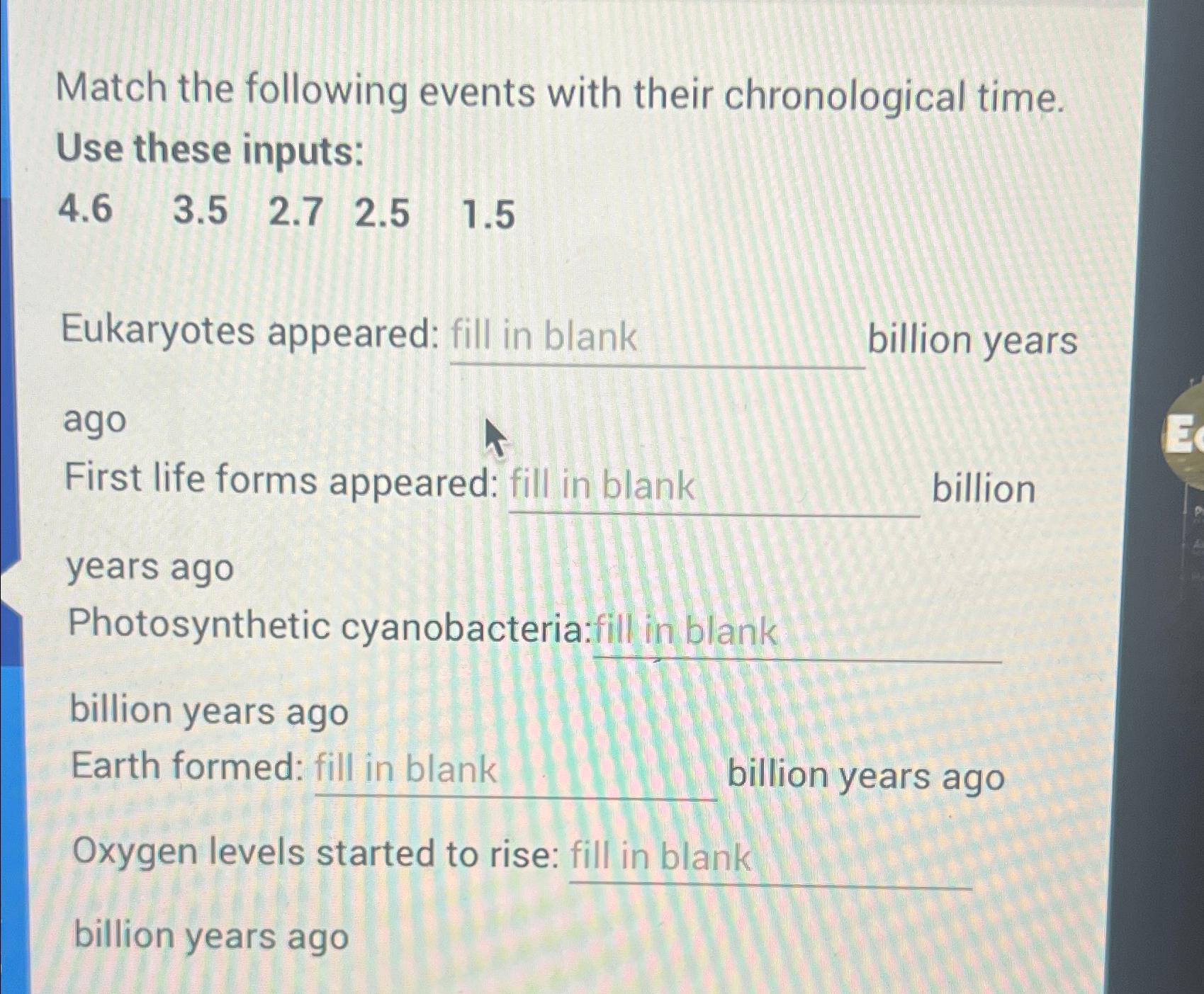 Solved Match the following events with their chronological | Chegg.com