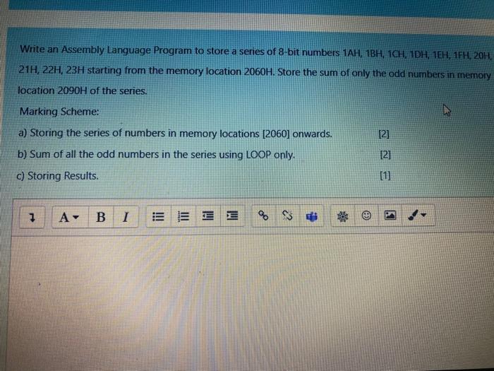 Solved Write an Assembly Language Program to store a series | Chegg.com