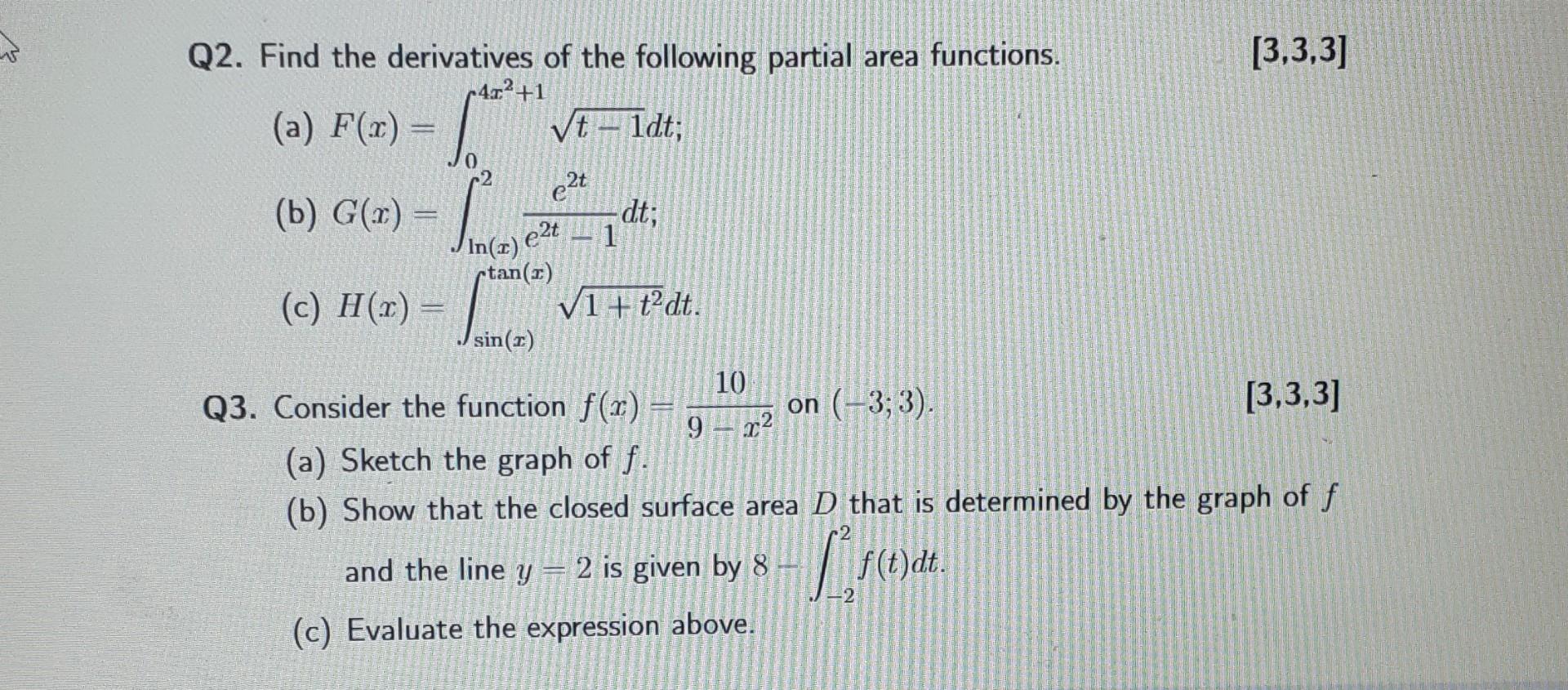 Solved Q2. Find the derivatives of the following partial | Chegg.com