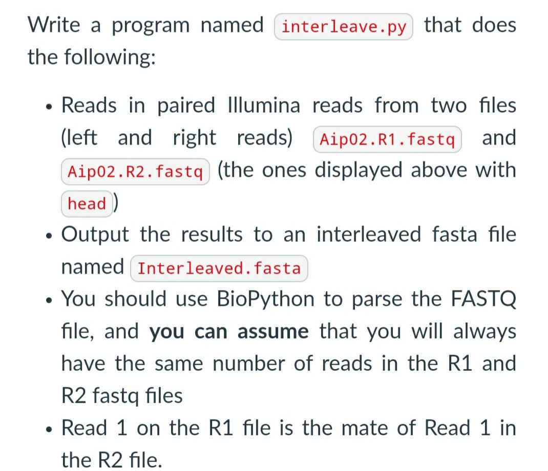 Solved Write a program named interleave.py that does the | Chegg.com