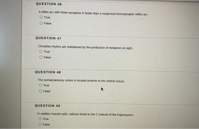 Solved QUESTION 46 A reflex arc with three synapses is | Chegg.com