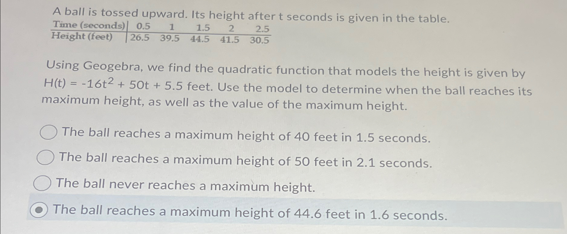 Solved A ball is tossed upward. Its height after t ﻿seconds | Chegg.com