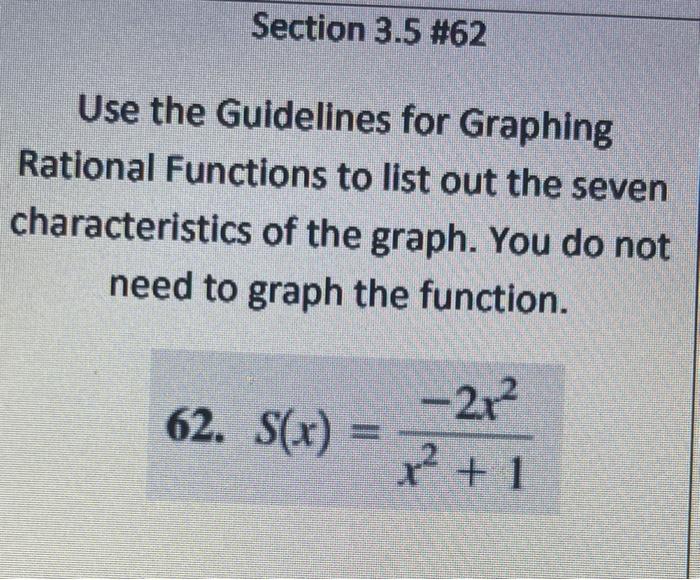 Solved Use the Guidelines for Graphing Rational Functions to | Chegg.com