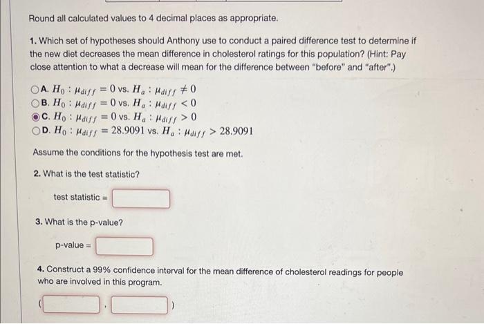 Solved High cholesterol diet intervention Anthony is a | Chegg.com