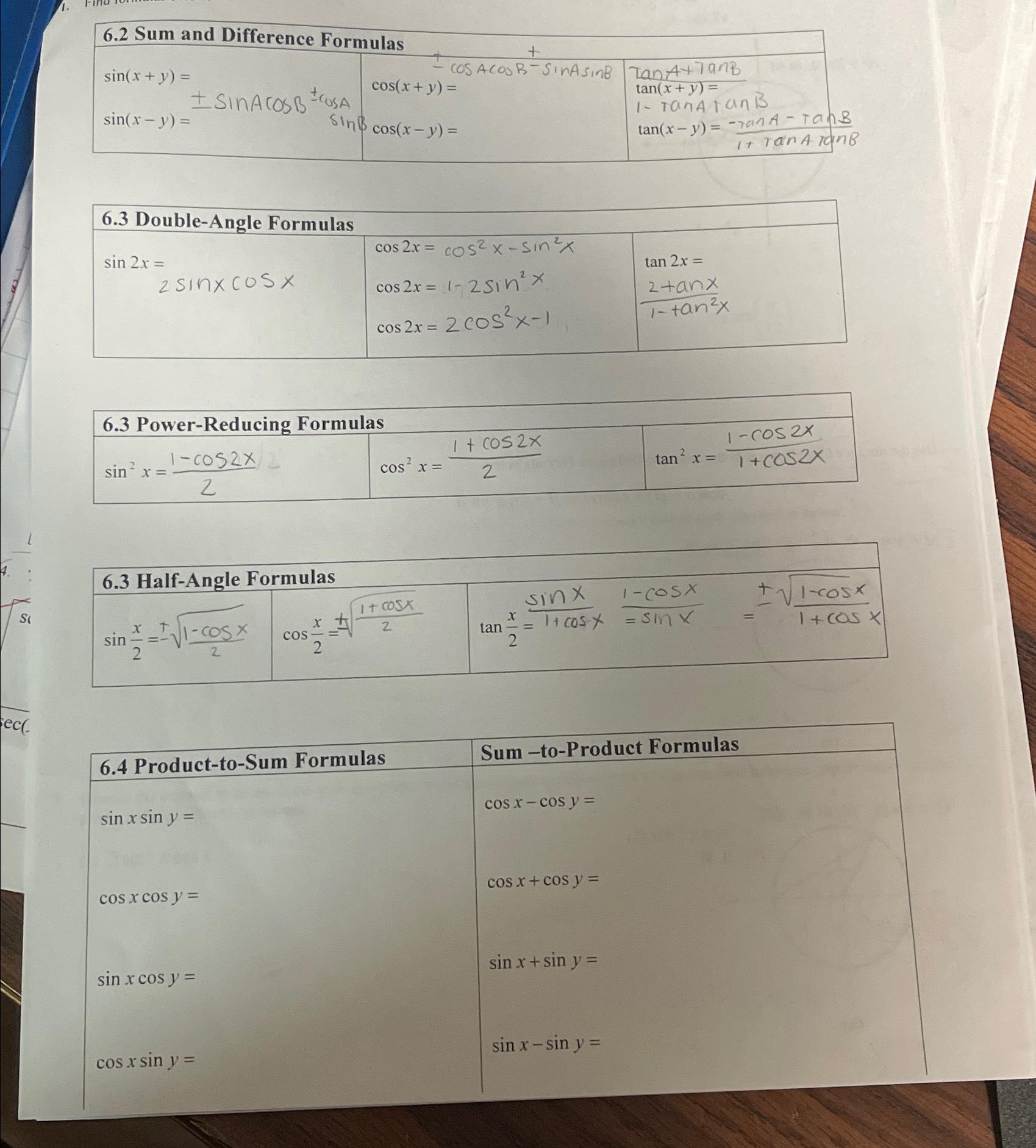 Solved \table[[6.2 ﻿Sum and Difference | Chegg.com