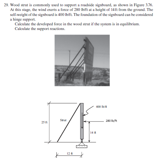 Solved Wood strut is commonly used to support a roadside | Chegg.com