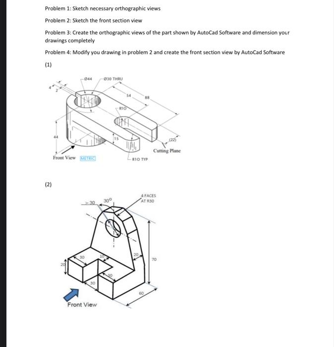 Solved mechanical engineering drawing using Autocad, Please | Chegg.com