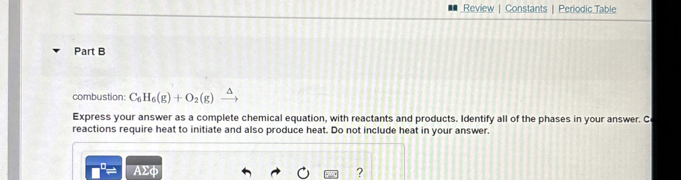 Solved ReviewConstantsPeriodic TablePart Bcombustion: | Chegg.com