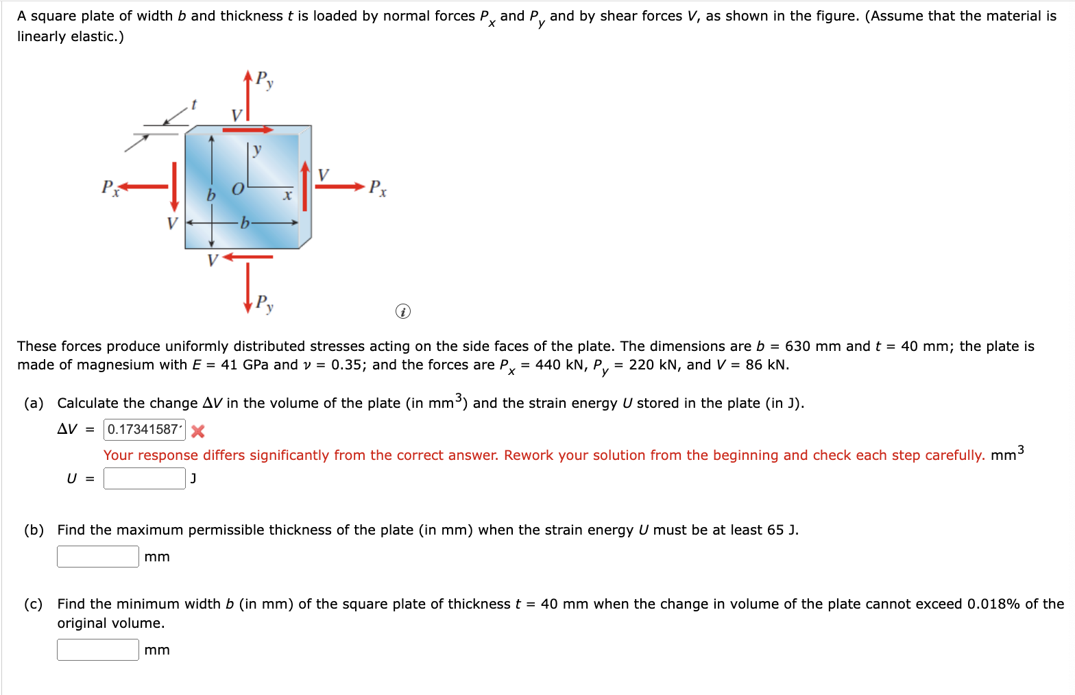 Solved 13-3 ﻿A square plate of width b and thickness t is | Chegg.com