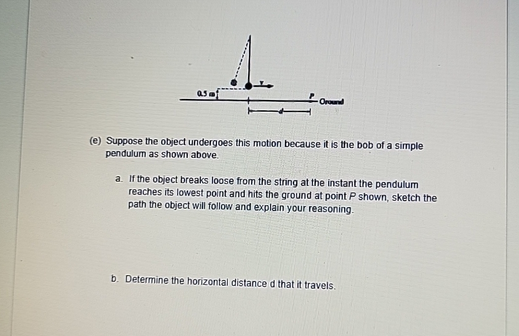 Solved (e) ﻿Suppose the object undergoes this motion because | Chegg.com