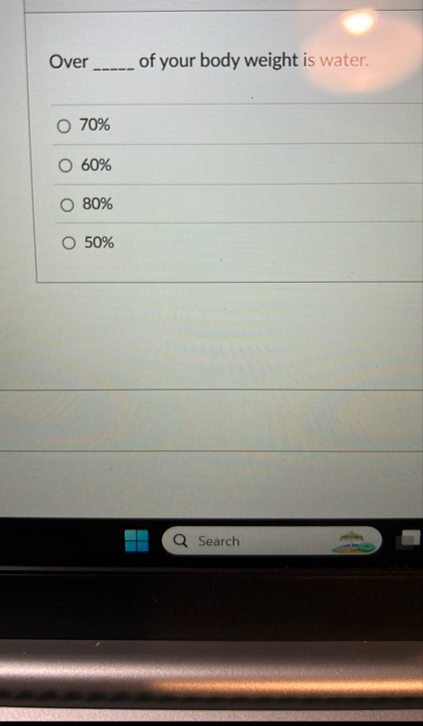 Solved Over q, ﻿of your body weight is | Chegg.com