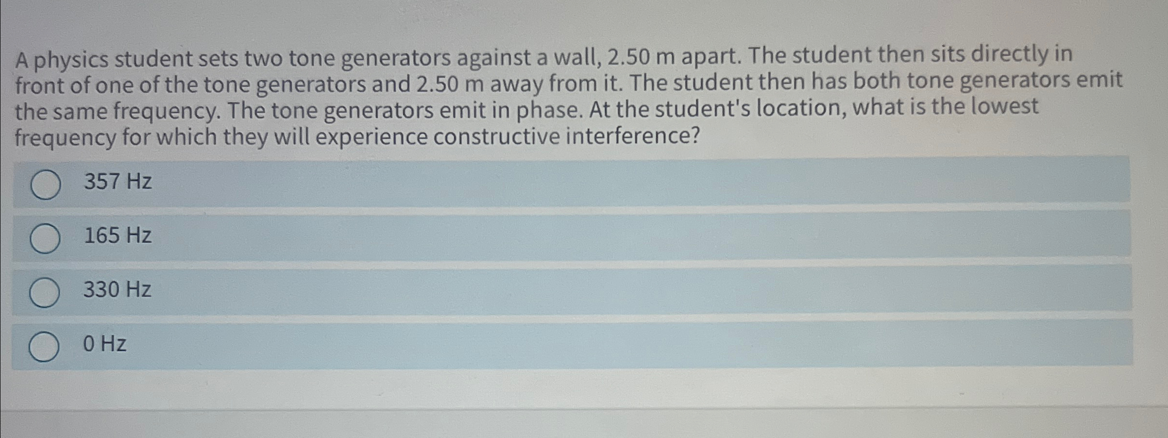 Solved A physics student sets two tone generators against a | Chegg.com