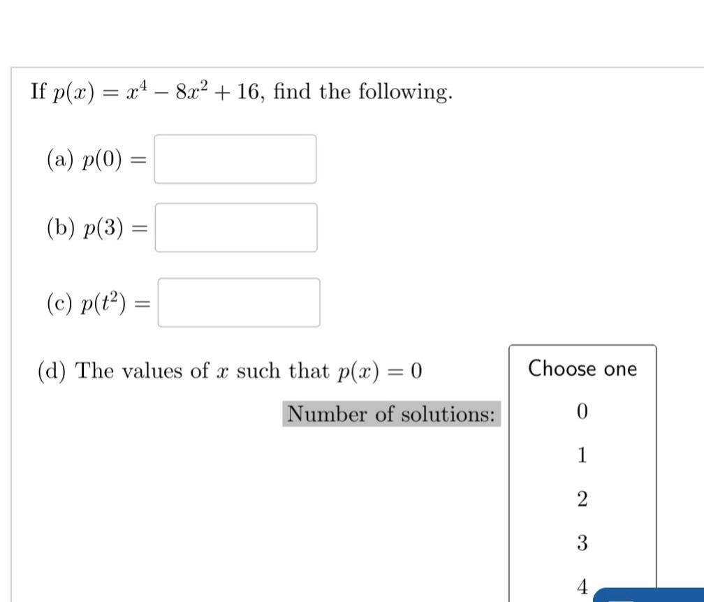Solved If p(x)=x4-8x2+16, ﻿find the | Chegg.com