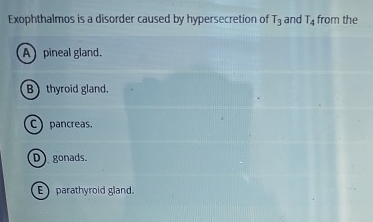 Solved Exophthalmos is a disorder caused by hypersecretion | Chegg.com