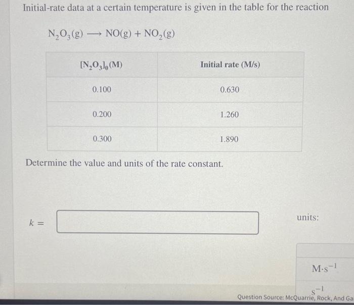 Solved Initial-rate data at a certain temperature is given | Chegg.com