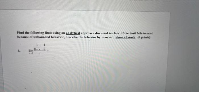 Solved Find the following limit using an analytical approach | Chegg.com