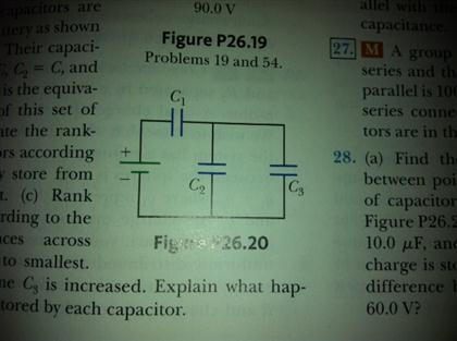 Solved Three capacitors are connected to a battery as shown | Chegg.com