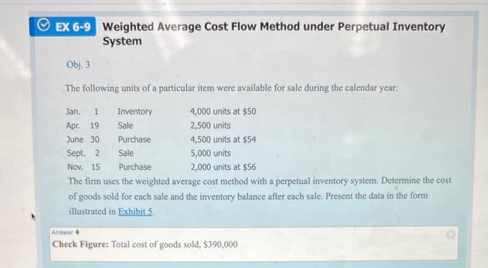 Solved Weighted Average Cost Flow Method under Perpetual | Chegg.com