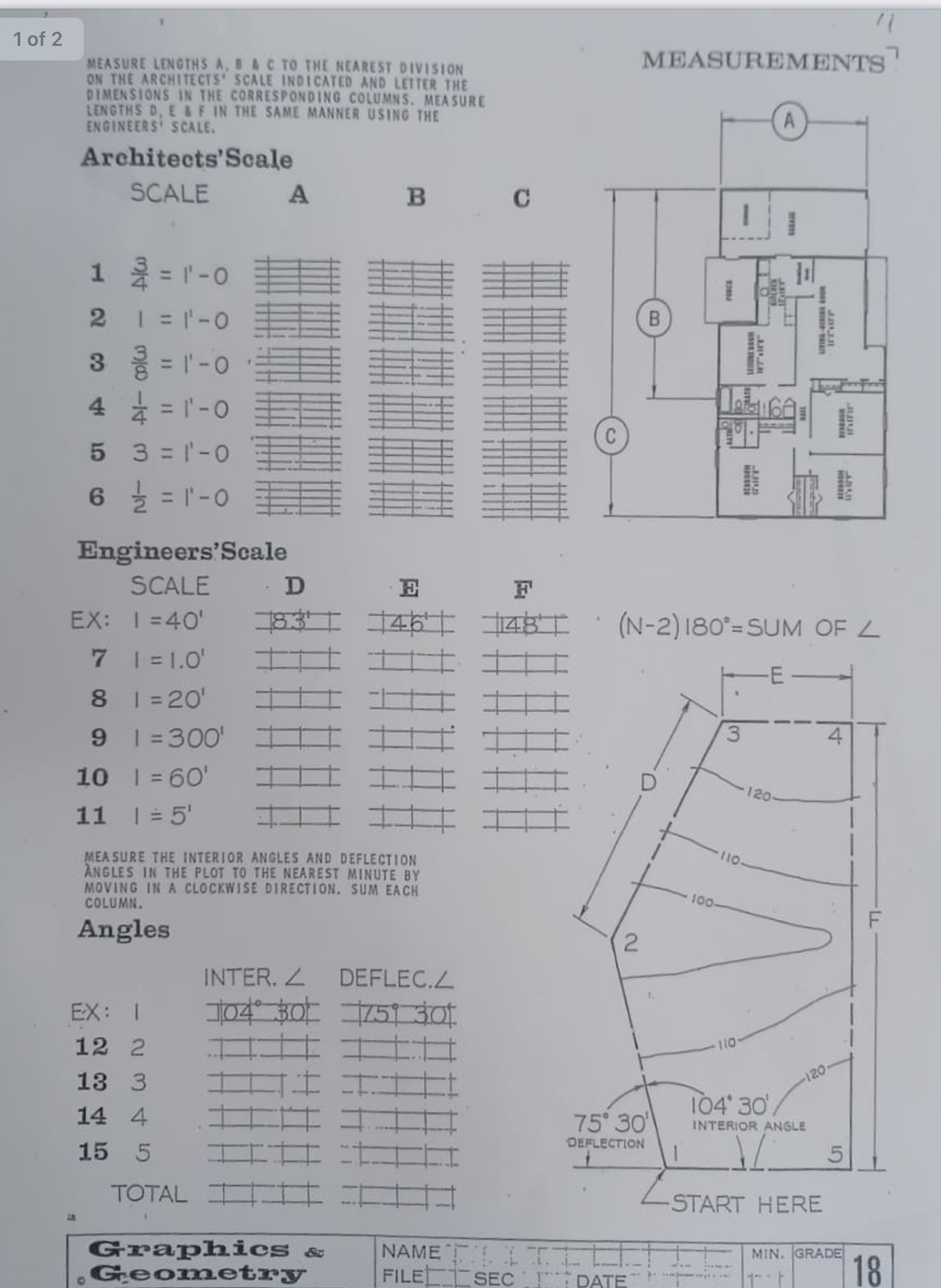 Solved 1 ﻿of 2MEASURE LENGTHS A, ﻿B C TO THE NEAREST | Chegg.com