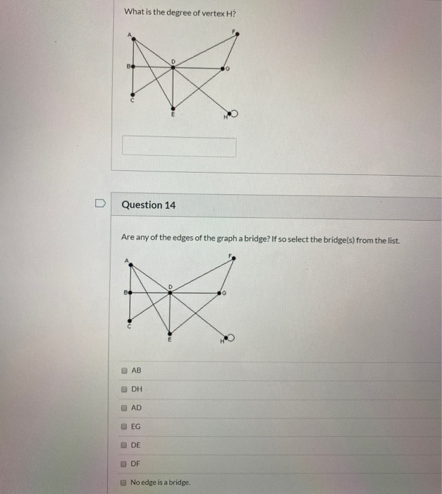 Solved What is the degree of vertex H? Question 14 Are any | Chegg.com