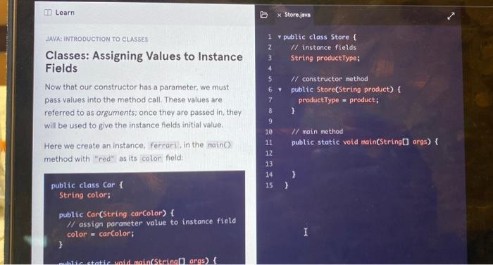 Solved Learn IT x Store.java JAVA: INTRODUCTION TO CLASSES | Chegg.com