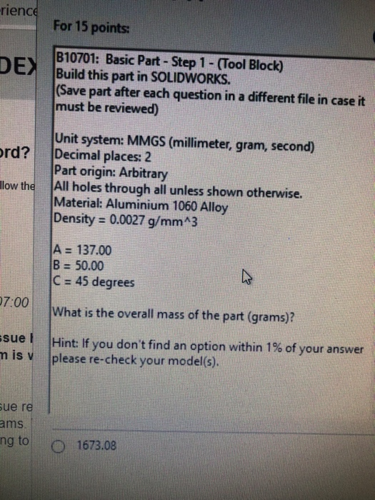 Solved rience For 15 points: DEX B10701: Basic Part - Step 1 | Chegg.com