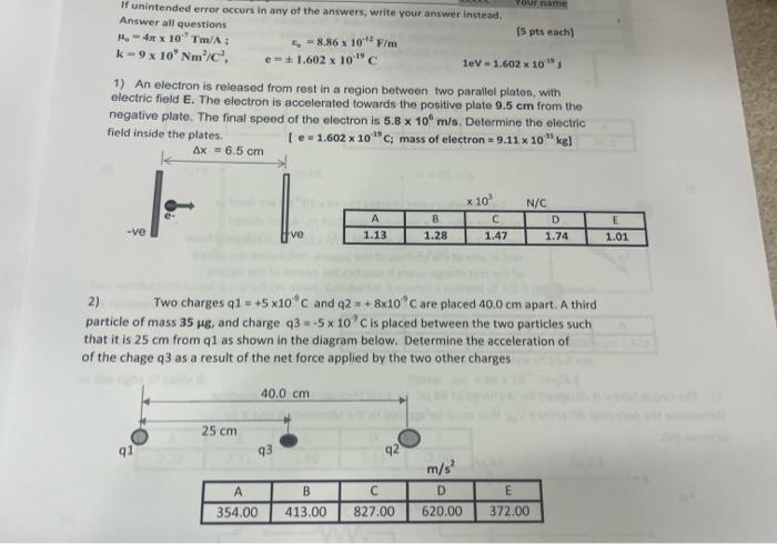 Solved If unintended error occurs in any of the answers, | Chegg.com