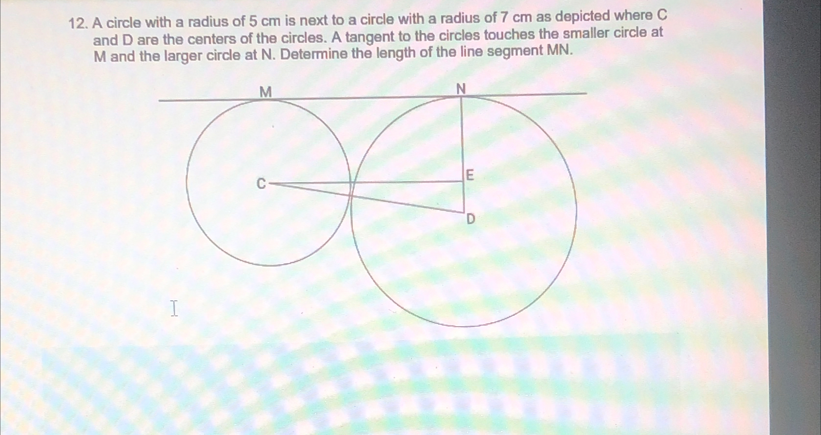 Solved A circle with a radius of 5cm ﻿is next to a circle | Chegg.com