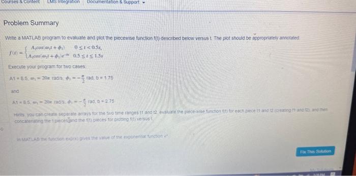 Solved Write a MATL.AB program to evaluate and piot the | Chegg.com