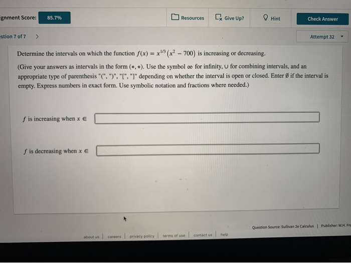 Solved gnment Score: 85.7% Resources C Give Up? Hint Check | Chegg.com