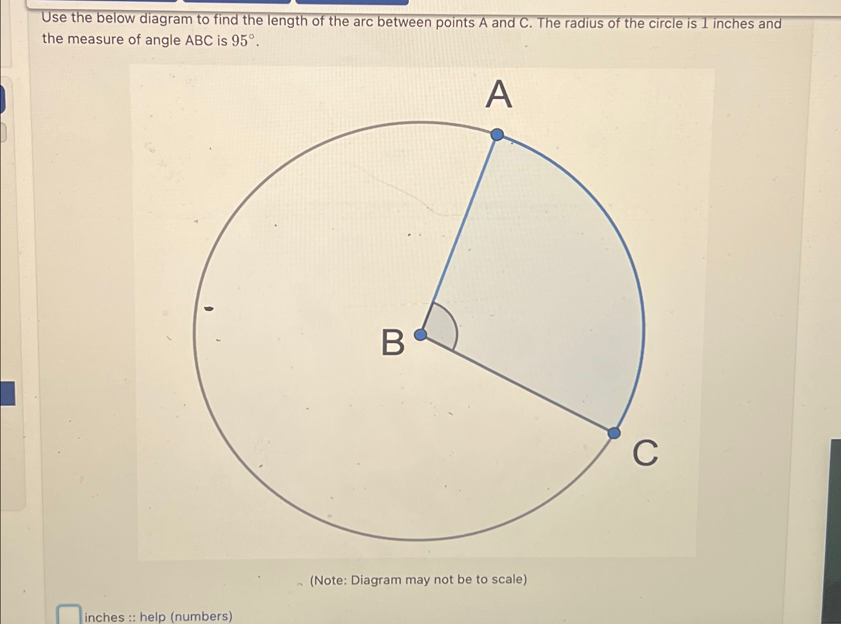 Solved Use the below diagram to find the length of the arc | Chegg.com