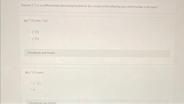 Solved Suppose f′(x) is a differentiable decreasing function | Chegg.com