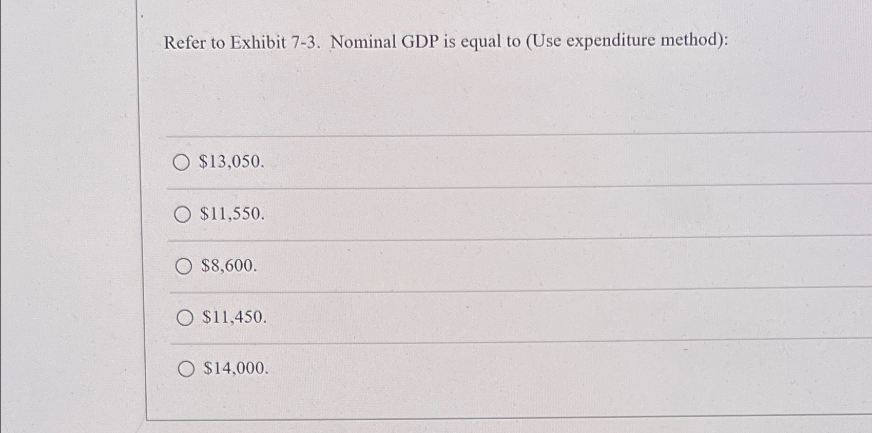 Solved Refer to Exhibit 7-3. ﻿Nominal GDP is equal to (Use | Chegg.com
