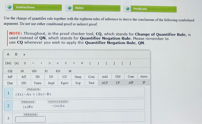 Solved Instructions Rules Predicate Use the change of | Chegg.com