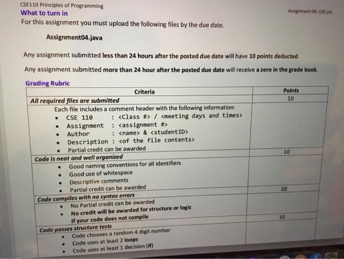 Solved Cse110 Principles Of Programming Assignment 04 100