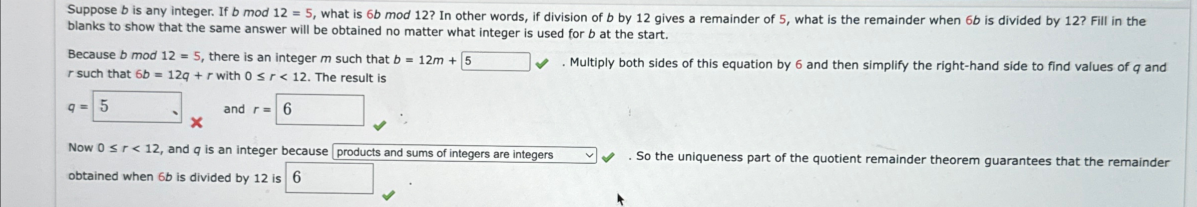 Solved Suppose b ﻿is any integer. If b ﻿mod 12=5, ﻿what is | Chegg.com