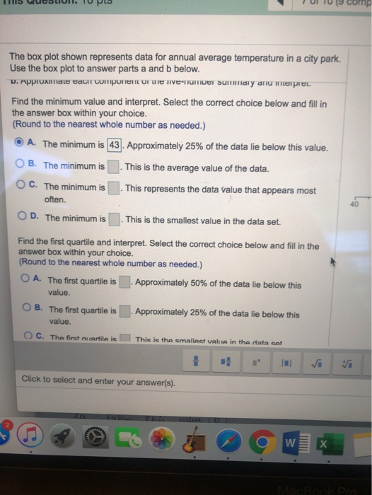 Solved The box plot shown represents data for annual average | Chegg.com