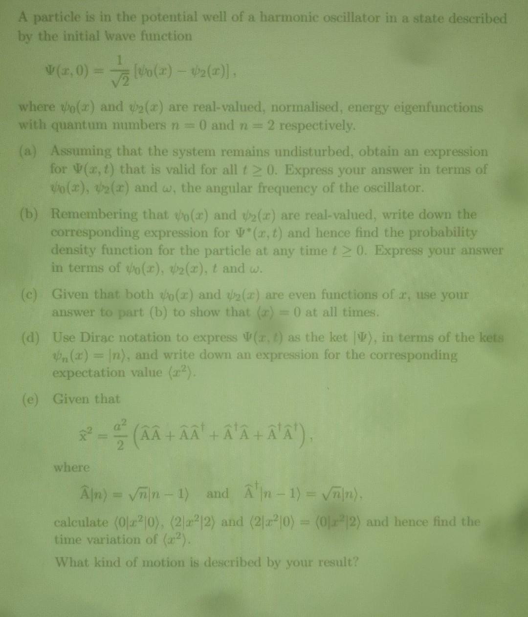 Solved A particle is in the potential well of a harmonic | Chegg.com