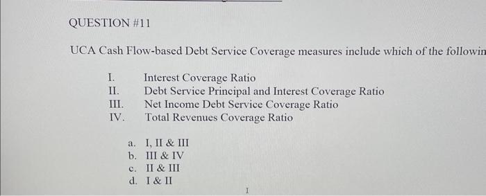 Solved JCA Cash Flow-based Debt Service Coverage measures | Chegg.com