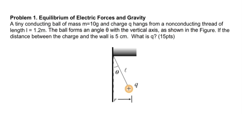 Solved Equilibrium of Electric Forces and GravityProblem 1. | Chegg.com