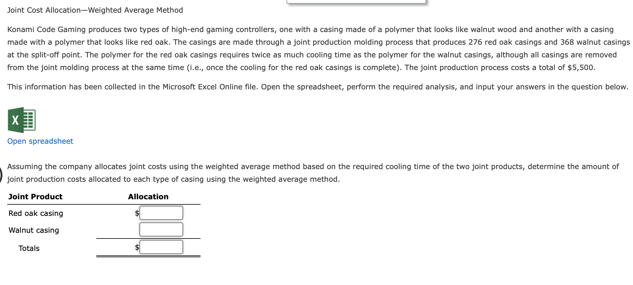 Solved Joint Cost Allocation-Weighted Average MethodKonami | Chegg.com